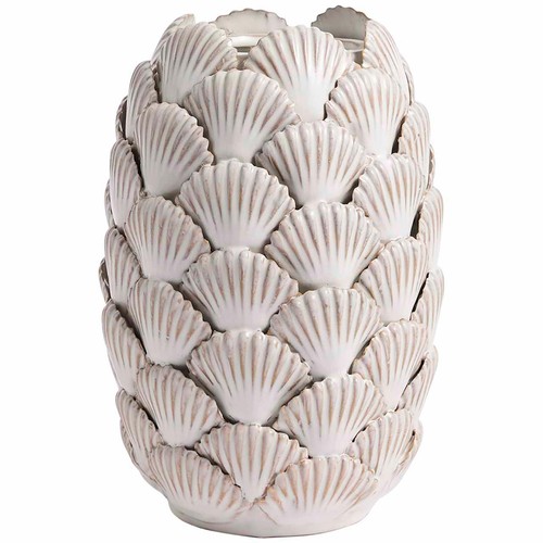 M&S Medium Shell Textured Ceramic Vase, White - Ocado