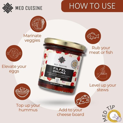 Med Cuisine Filfel Chuma Roasted Red Peppers, Garlic & Spices Spread ...