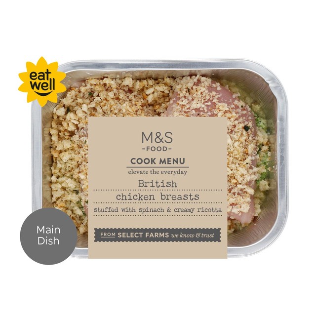 M&S Cook Menu 2 Chicken Breasts Stuffed with Spinach & Ricotta - Ocado