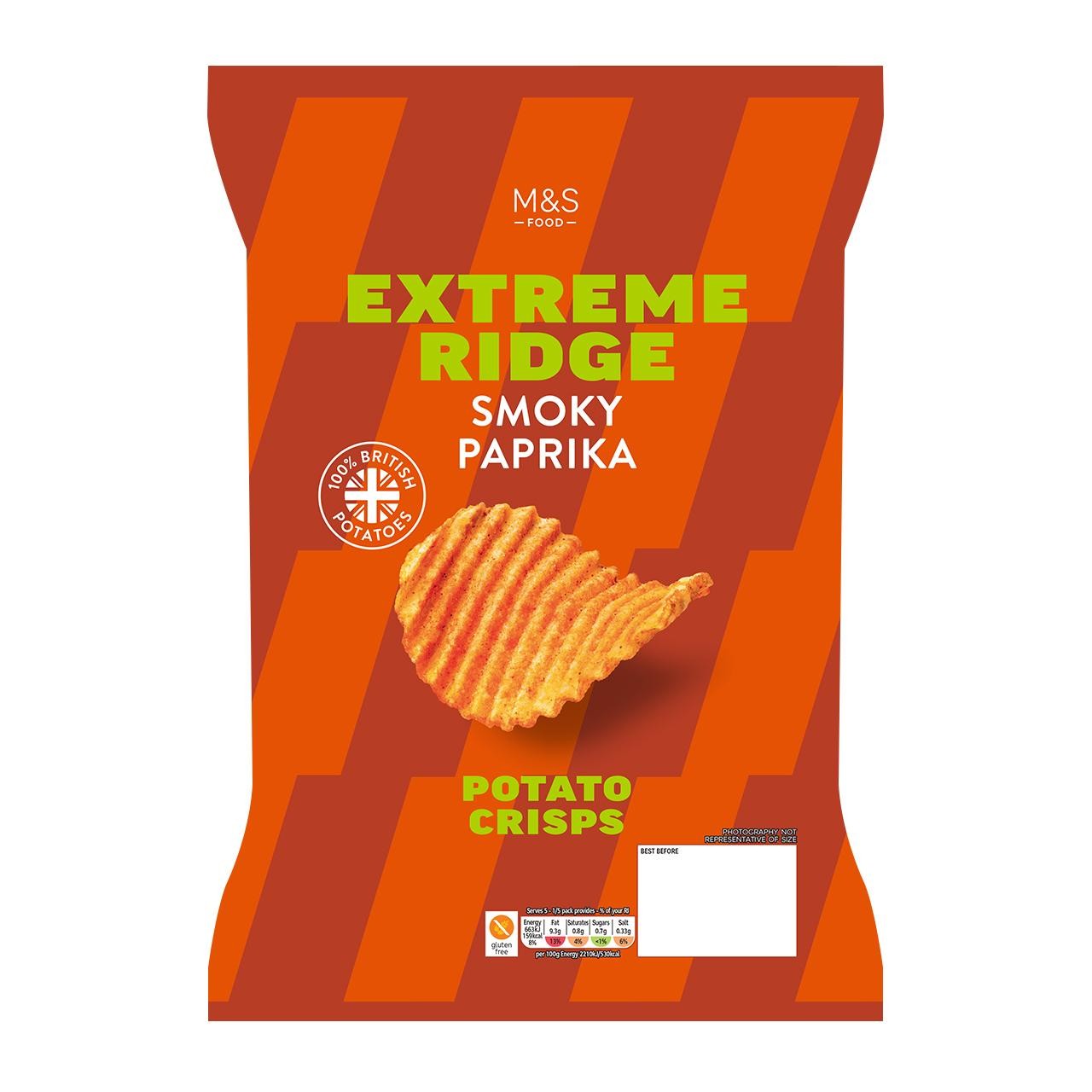 M&S Smoky Paprika Extreme Ridge Cut Crisps - Ocado