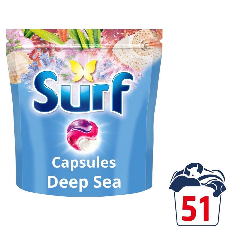 Surf Deep Sea 3 in 1 Laundry Washing Detergent Capsules, 51 Washes - Ocado
