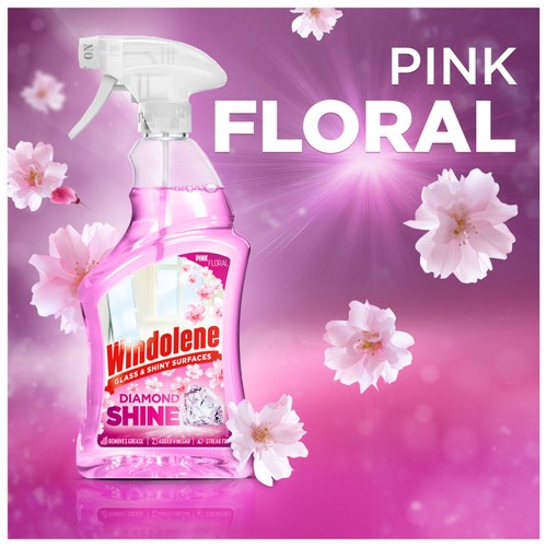 Windolene Diamond Shine Glass & Shiny Surfaces Pink Floral - Ocado