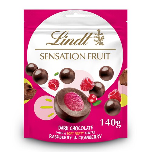 Lindt Fruit Sensations Raspberry & Cranberry Chocolate Pouch - Ocado