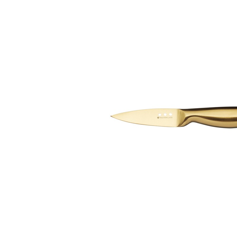 MasterClass Burnished Brass Effect Knife Set with Wooden Storage Block ...