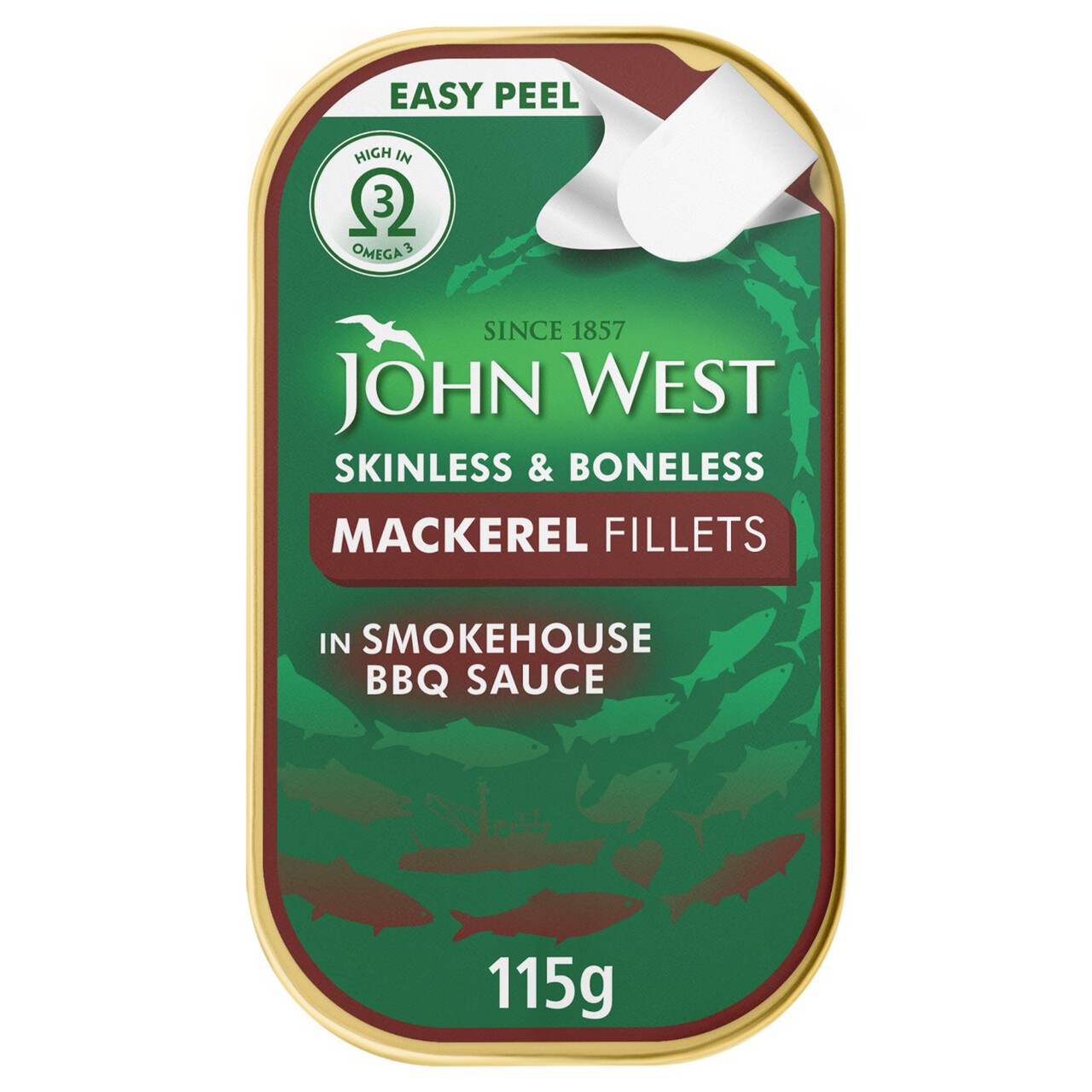 John West Skinless & Boneless Mackerel Fillets In Smokehouse BBQ Sauce ...