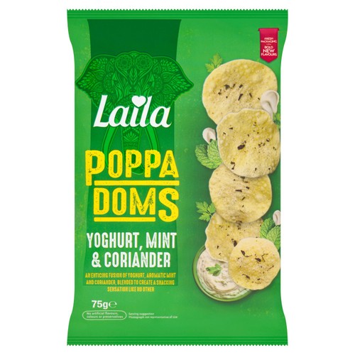 Laila Mini Poppadoms Yoghurt Mint & Coriander - Ocado