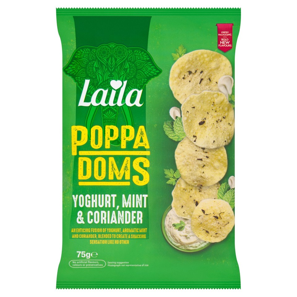 Laila Mini Poppadoms Yoghurt Mint & Coriander - Ocado