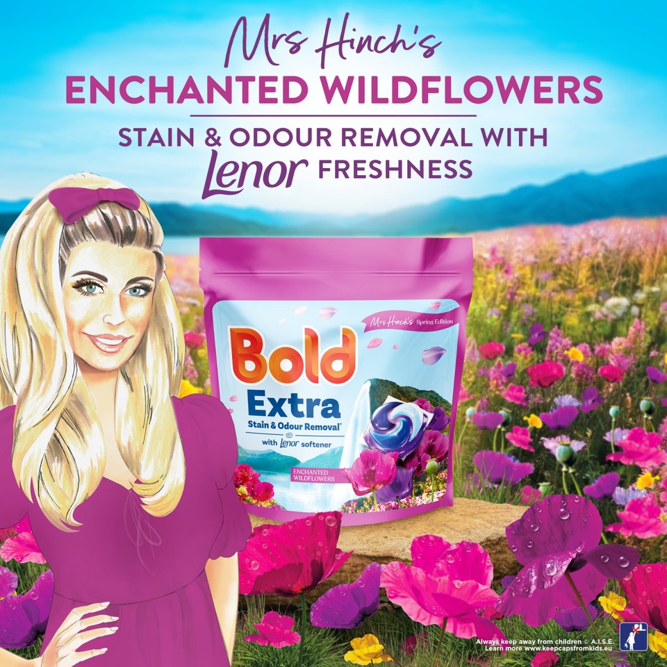 Bold 2 In 1 Platinum Mrs Hinch Enchanted Wildflower Washing Capsules ...