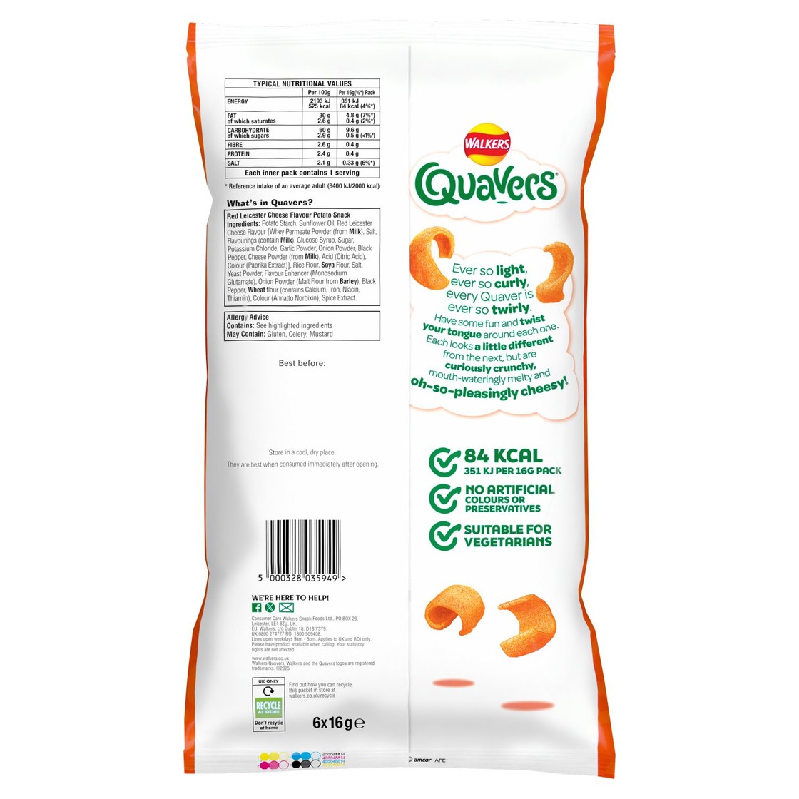 Quavers Red Leicester 6 Pack - Ocado