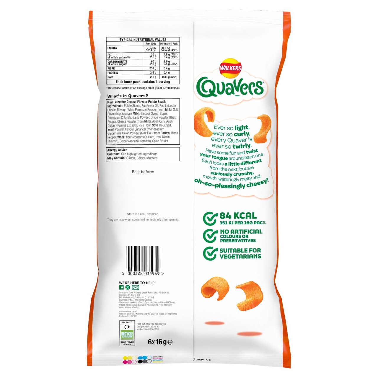 Quavers Red Leicester 6 Pack - Ocado