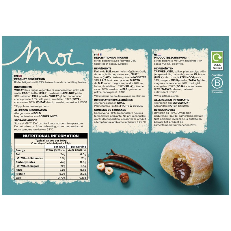 MOI Cocoa & Hazelnut filled Mini Beignets - Ocado