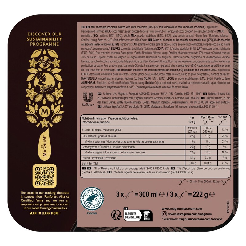 Magnum Intense Dark Chocolate Ice Cream Sticks - Ocado