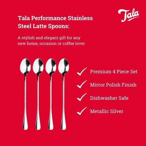 Tala Performance Stainless Steel Set of 4 Latte Spoons - Ocado