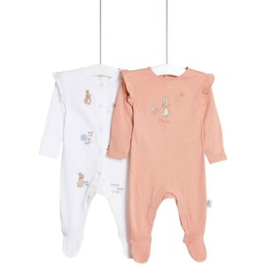 M&S 2pk Peter Rabbit,Sleepsuits, 2-3 Years, Pink - Ocado