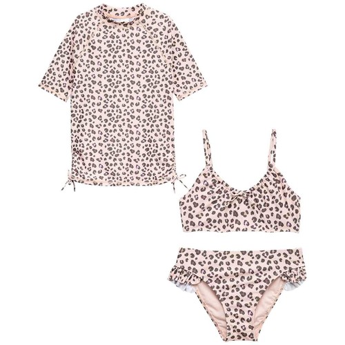 M&S Leopard Bikini with Rash Vest, 7-8 Years, Multi - Ocado