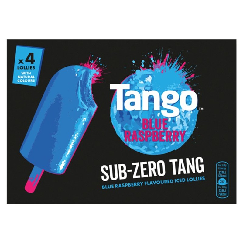 Tango Blue Raspberry Sub Zero Tang Lollies 4 x 70ml - Ocado