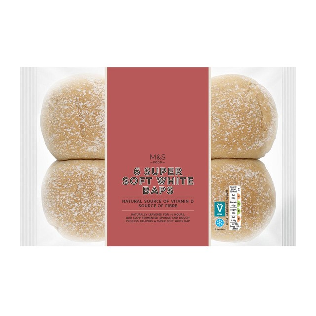 M&S Super Soft White Baps - Ocado