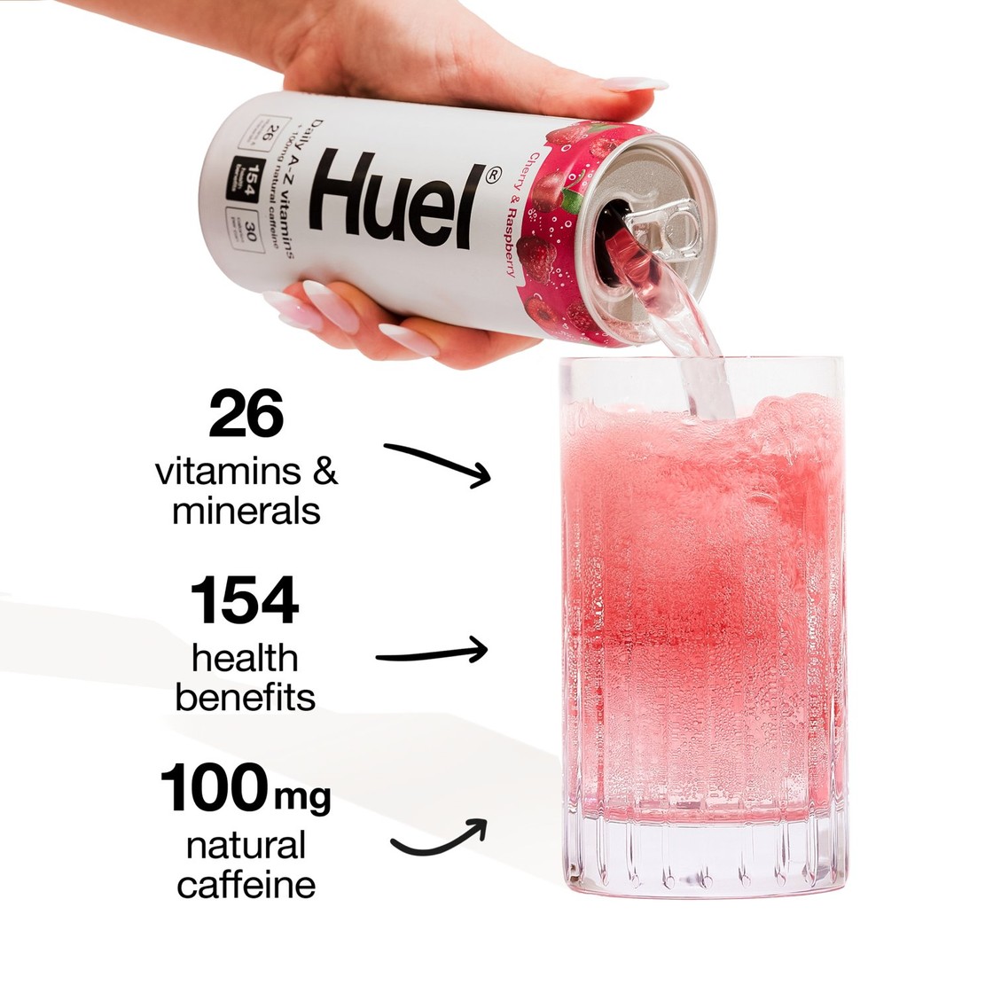 Huel Daily A-Z Cherry & Raspberry Sparkling Multivitamin Energy Drink ...