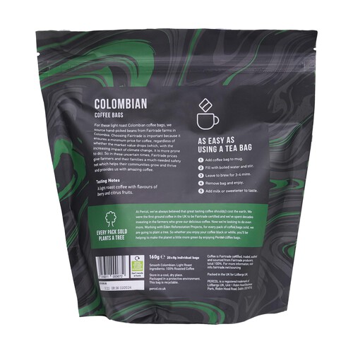 Percol Colombian Fairtrade Coffee Bags 20 Pack - Ocado