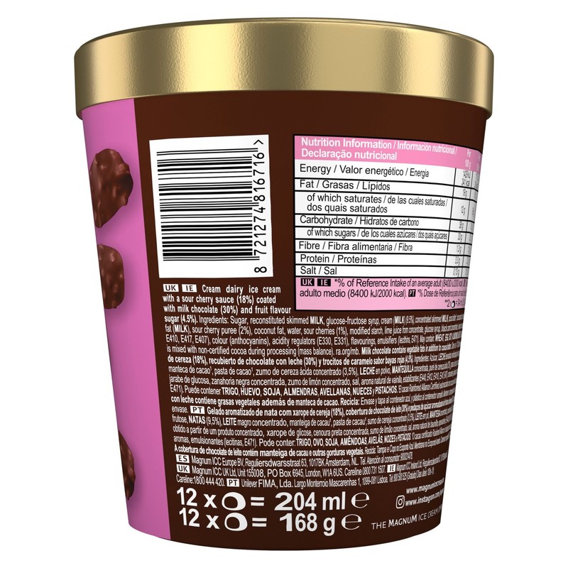 Magnum Bonbon Cherry & Milk Chocolate Ice Cream Frozen Snack - Ocado