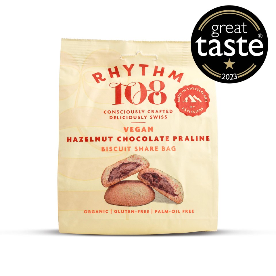 Rhythm 108 Swiss Vegan Hazelnut Chocolate Praline Biscuit Share Bag - Ocado