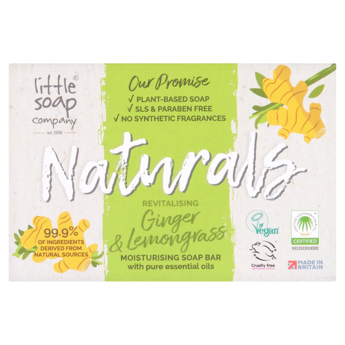 Little Soap Company Naturals Bar Soap Lemongrass & Ginger - Ocado