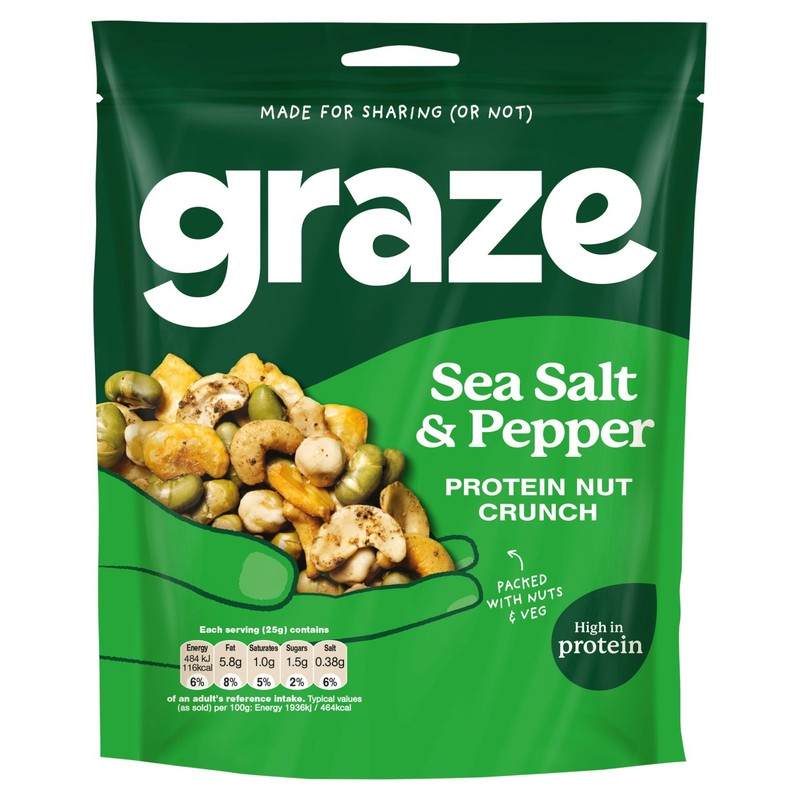 Graze Sea Salt & Pepper Protein Veg & Cashew Nuts Sharing Bag Snack - Ocado