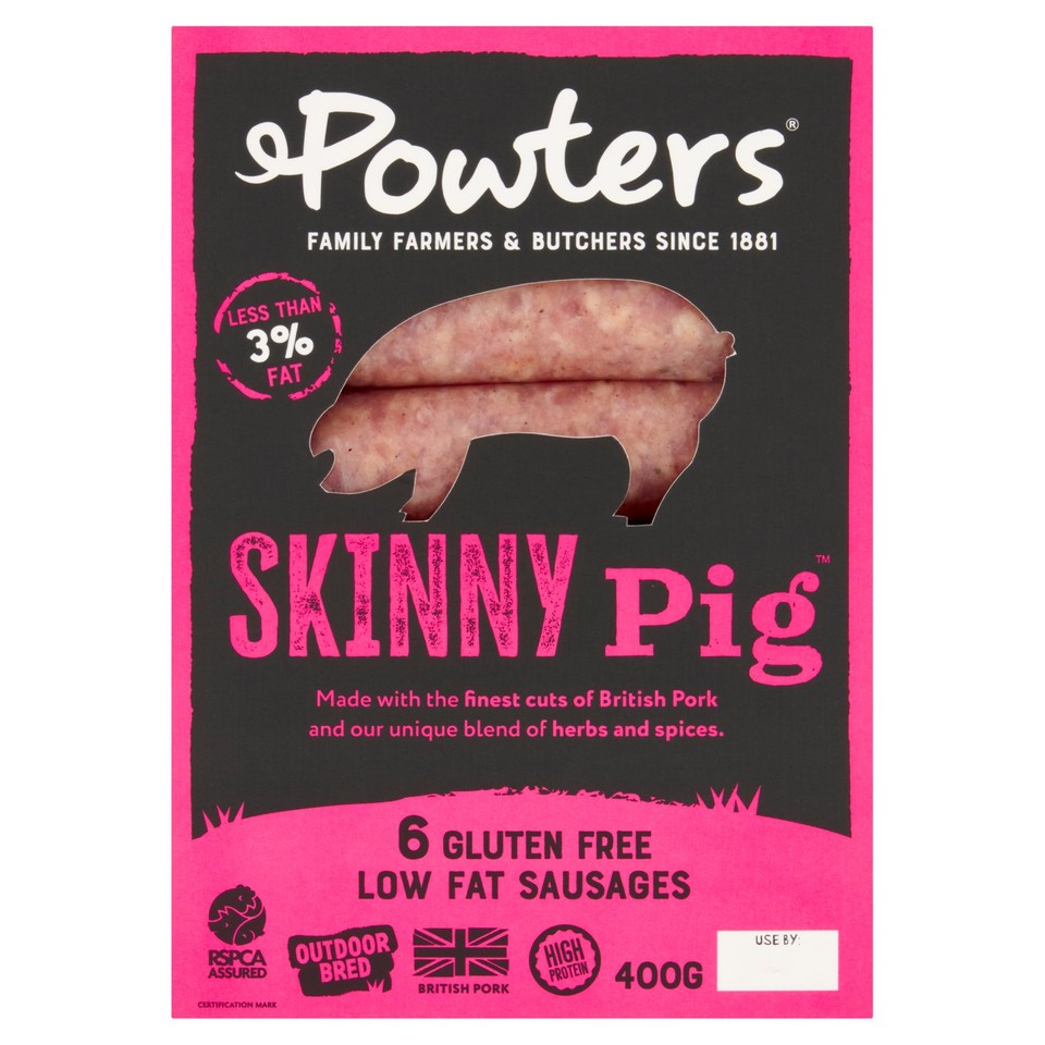 Powters British Outdoor Bred 6 Skinny Pig Low Fat Sausage - Ocado