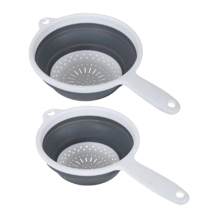 Addis Collapsible Plastic Food Colander with Handle, Twin 2 Pack, White ...