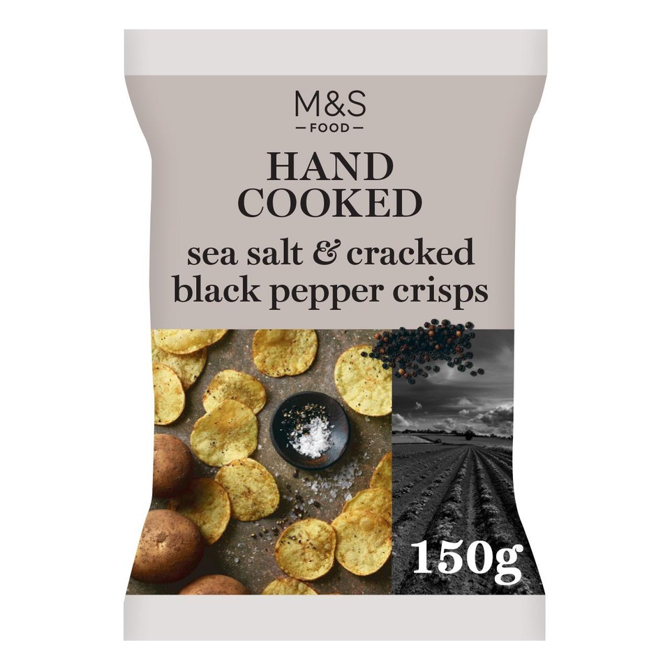 M&S Hand Cooked Sea Salt & Black Pepper Crisps - Ocado