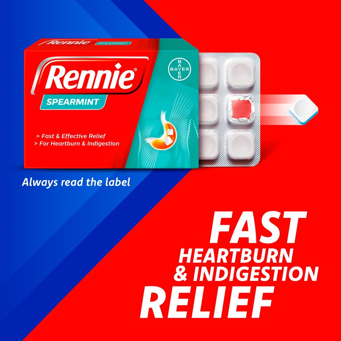 Rennie Spearmint Heartburn & Indigestion Relief Tablets - Ocado