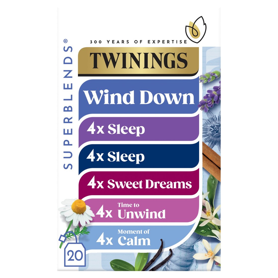 Twinings Superblends Wind Down Collection Variety Pack, 20 Tea Bags - Ocado