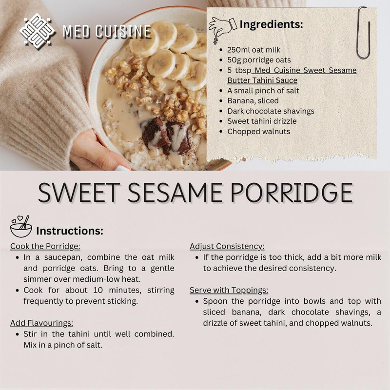 Med Cuisine Sweet Sesame Butter Tahini Sauce - Ocado