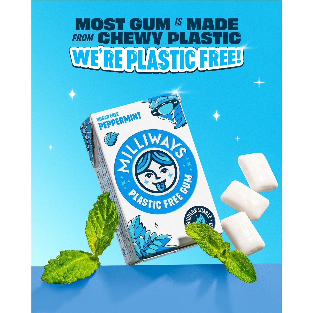 Milliways Peppermint, Plastic Free, Sugar Free Chewing Gum - Ocado