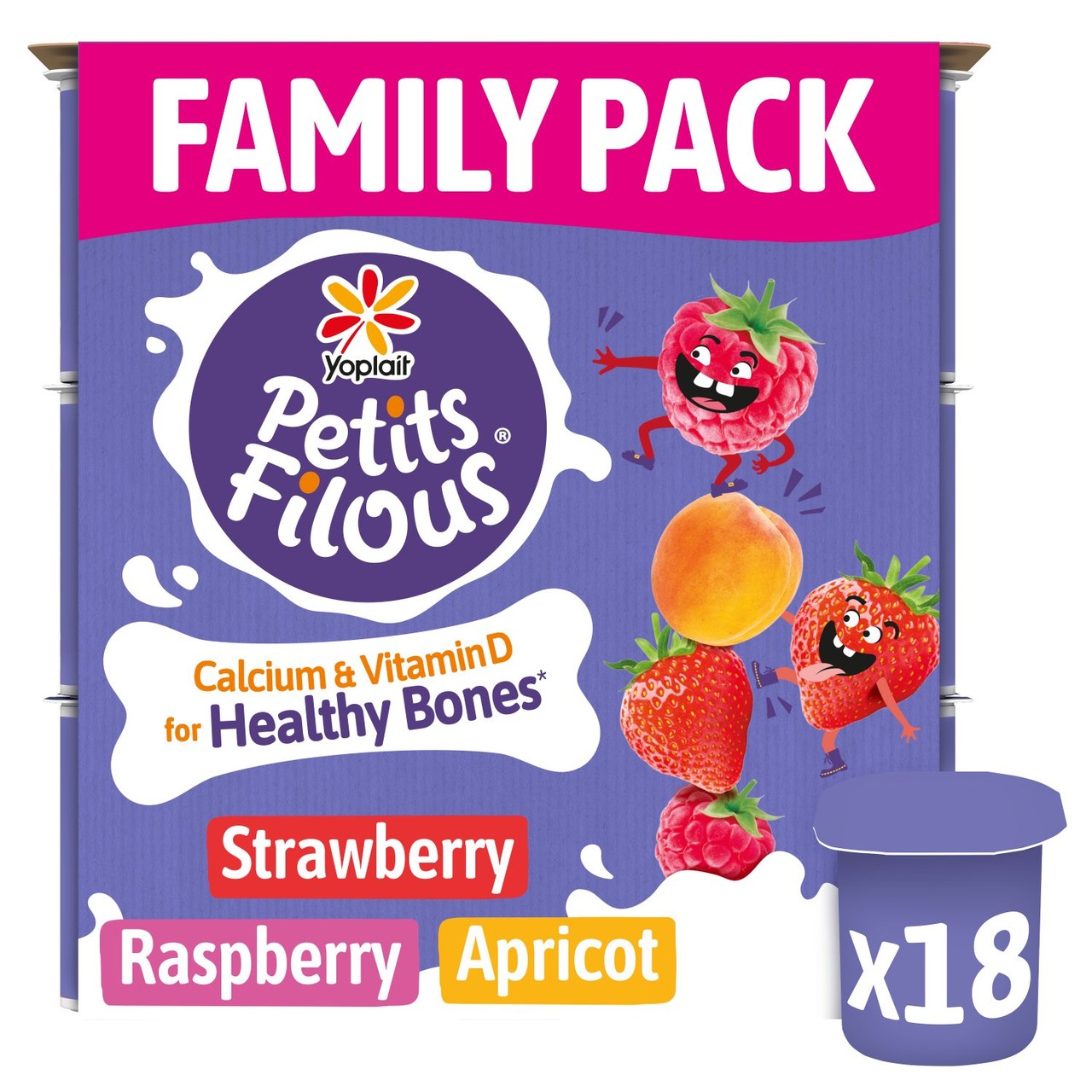 Petits Filous Kids Strawberry Raspberry & Apricot Yoghurt Pots - Ocado