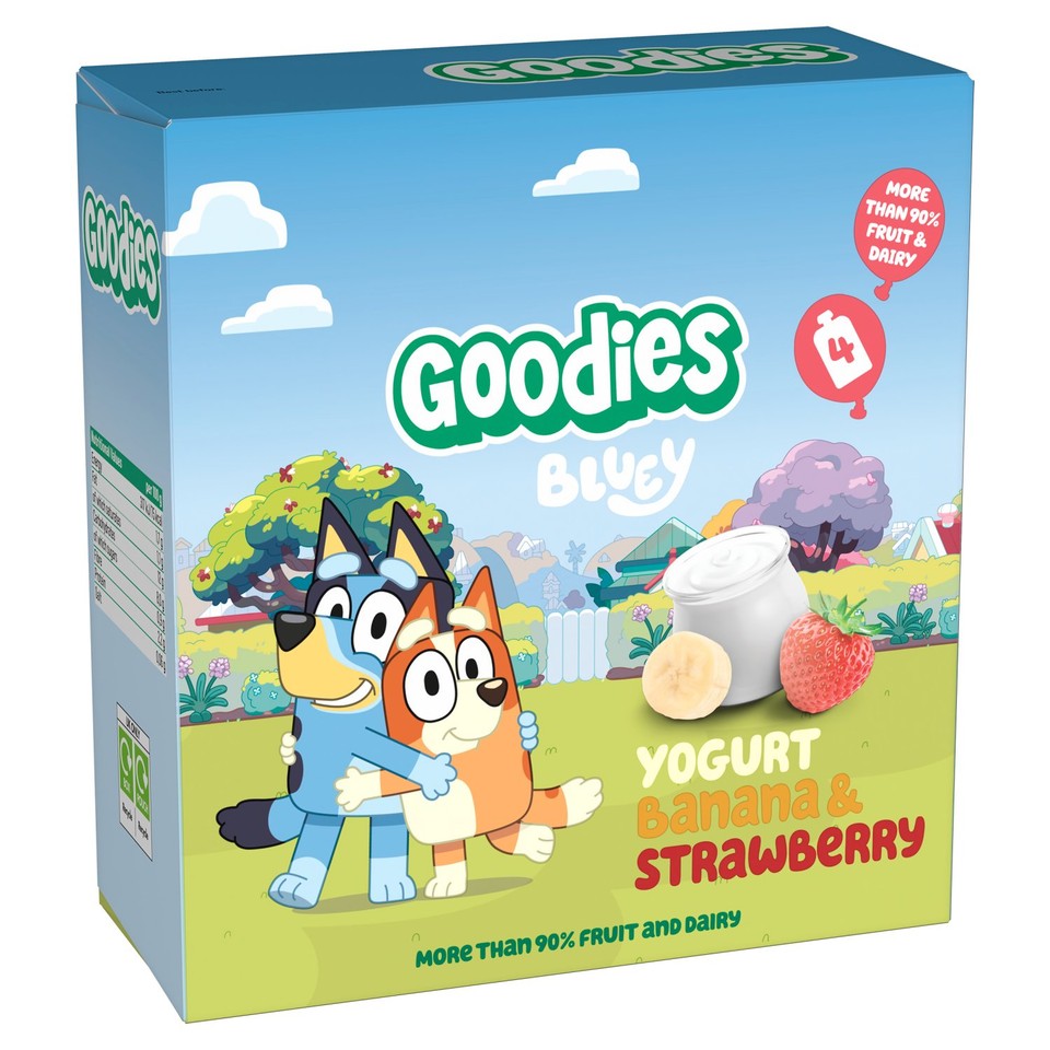 Goodies BLUEY Kids Snack Banana & Strawberry Yoghurt Pouch Multipack ...