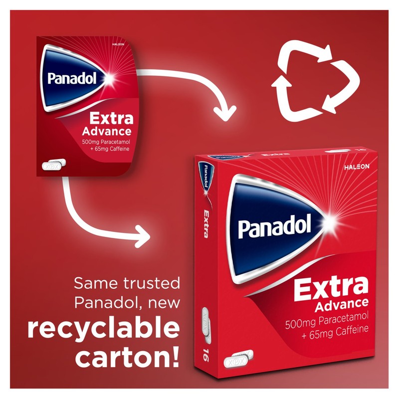 Panadol Extra Advance 500mg Paracetamol Caffeine Pain Relief Tablets ...
