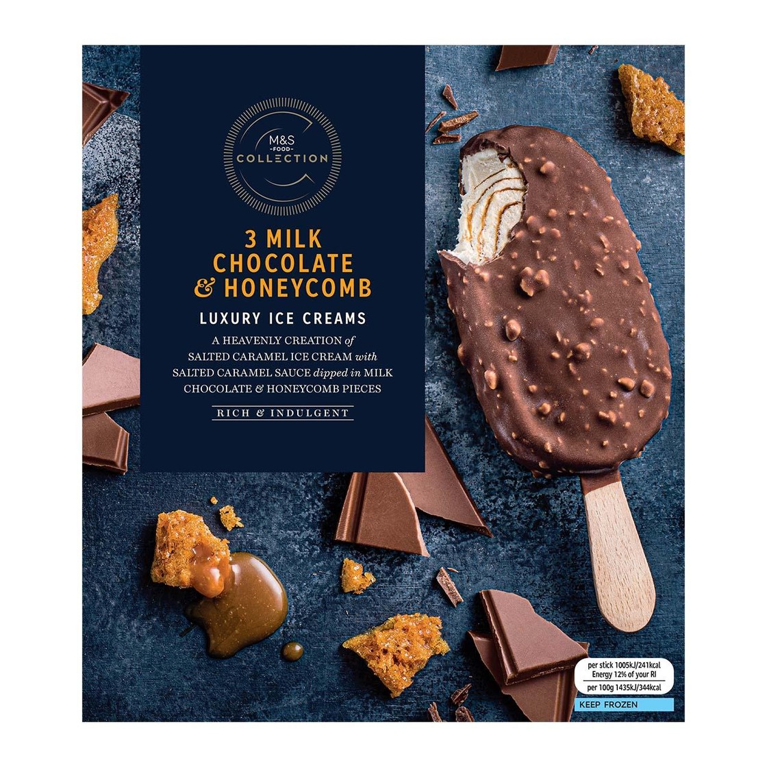 M&S Collection 3 Milk Chocolate & Honeycomb Ice Creams - Ocado