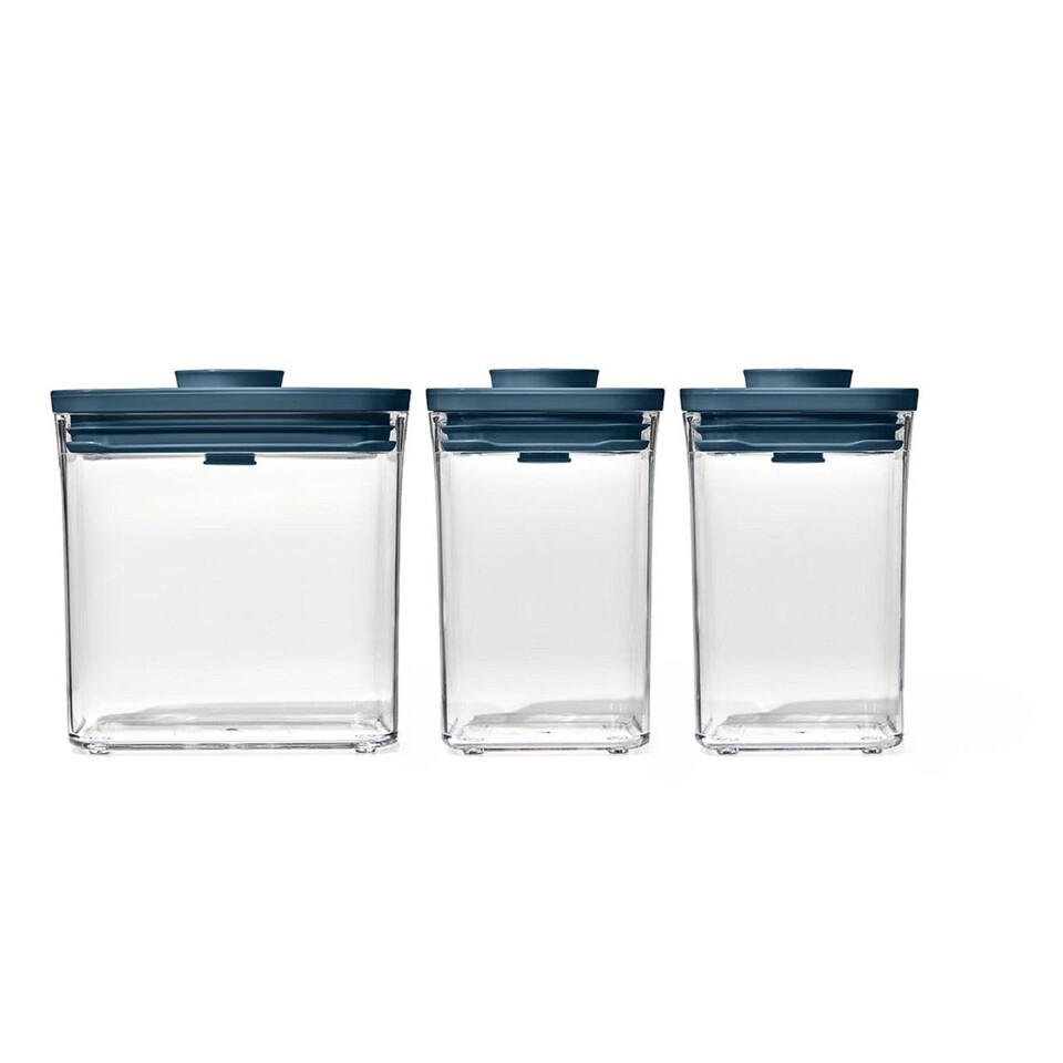 OXO POP Storage Container Rectangle 1.6L, 3 Piece Set, Storm Blue - Ocado