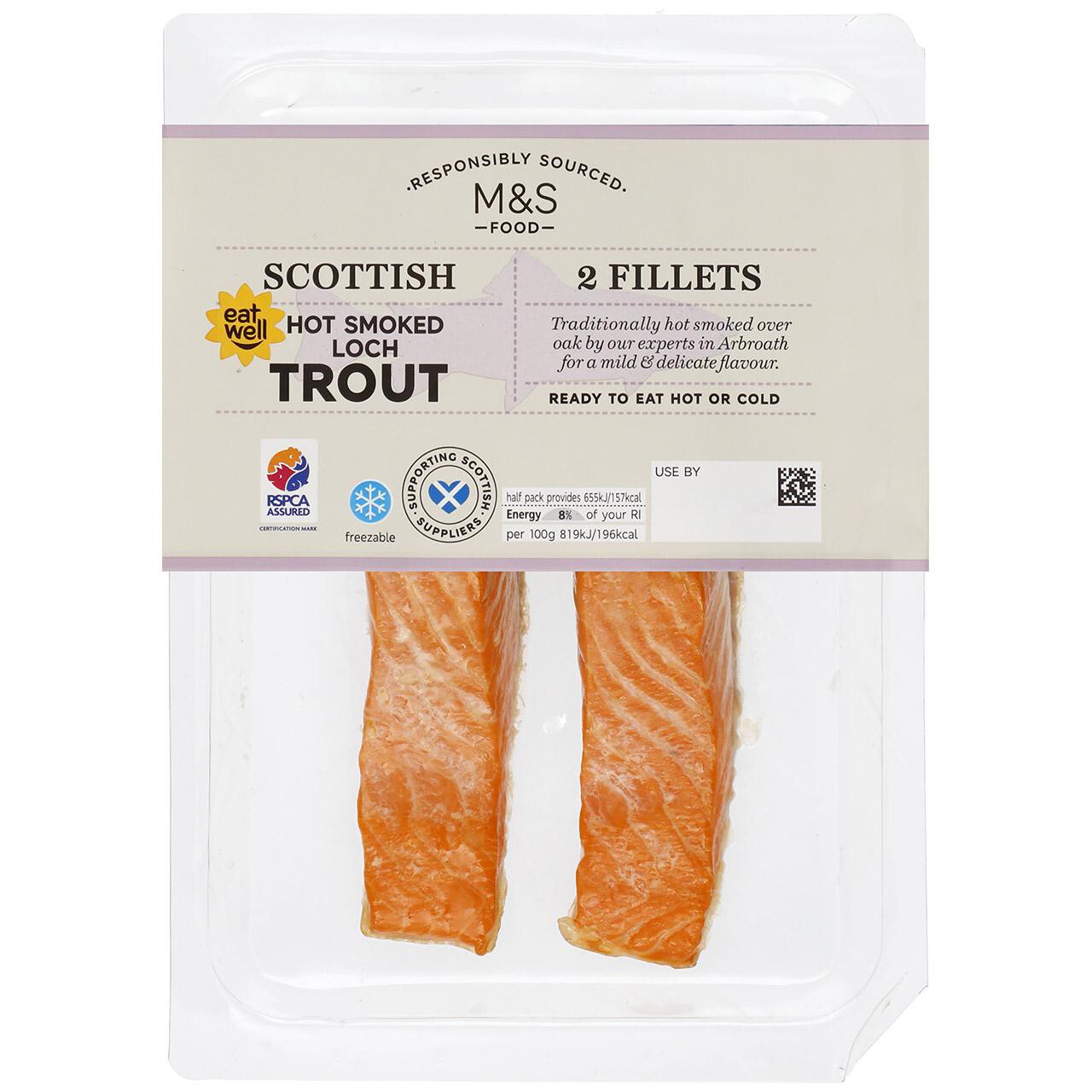 M&S 2 Scottish Hot Smoked Loch Trout Fillets - Ocado
