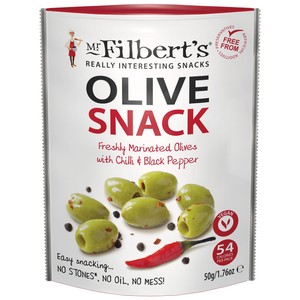 Mr Filberts Olive Snacks Green Olives with Chilli & Black Pepper - Ocado