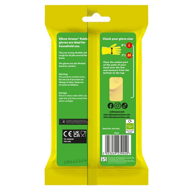 Elbow Grease Super Strong Rubber Glove Medium - Ocado