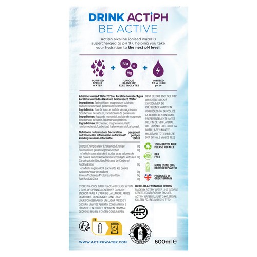 ACTIPH Alkaline Ionised Water - Ocado