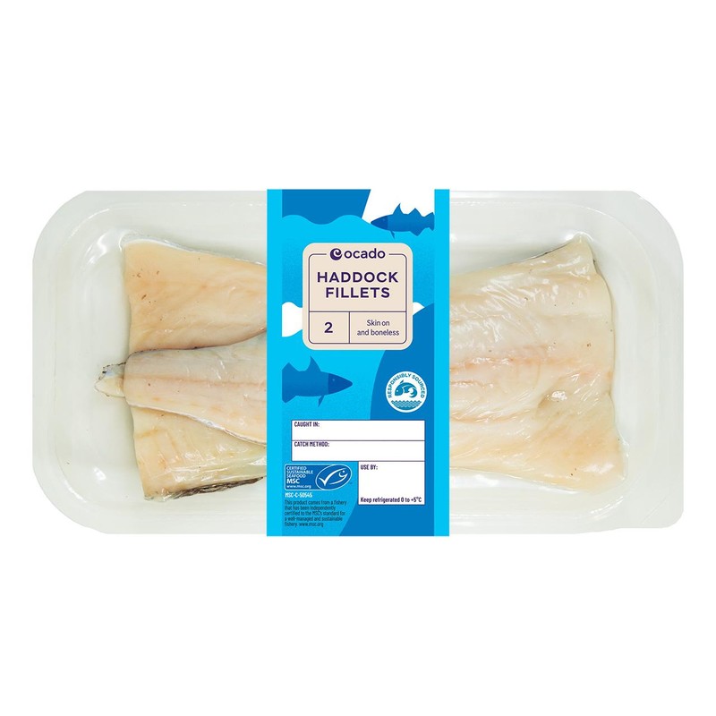 Ocado 2 MSC Haddock Fillets Skin on & Boneless - Ocado