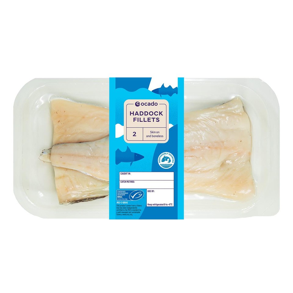 Ocado 2 MSC Haddock Fillets Skin on & Boneless - Ocado