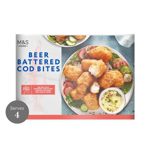 M&S Beer Battered Cod Bites Frozen - Ocado