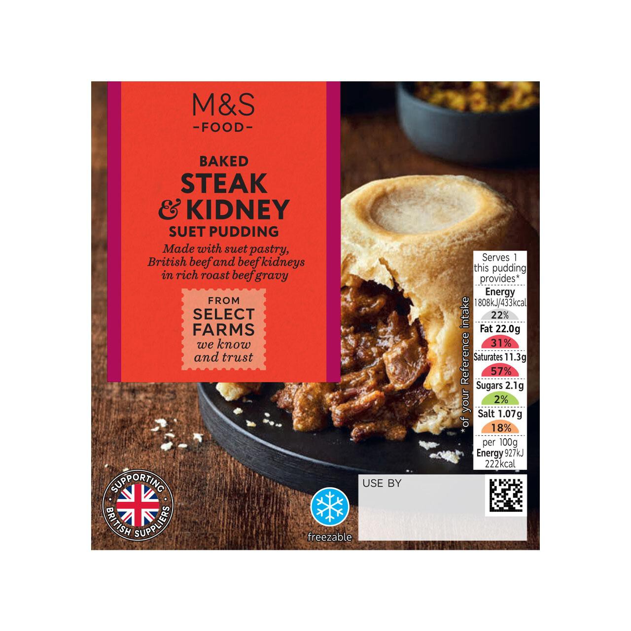 M&S Baked Steak & Kidney Suet Pudding - Ocado