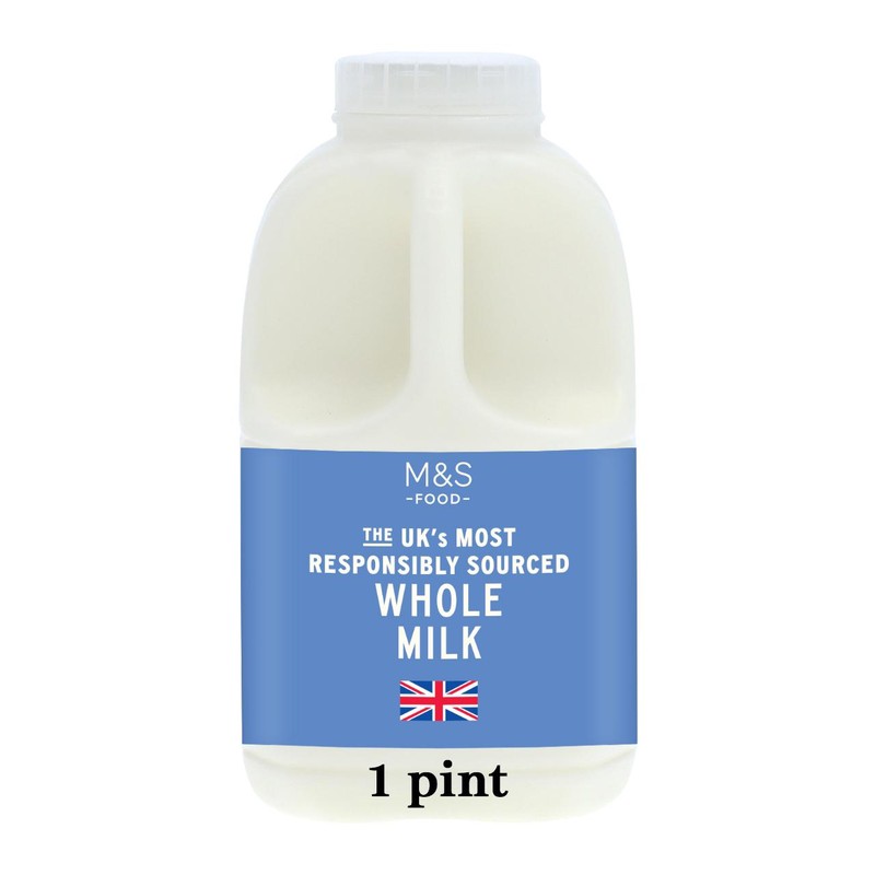 M&S Whole British Milk 1 Pint - Ocado