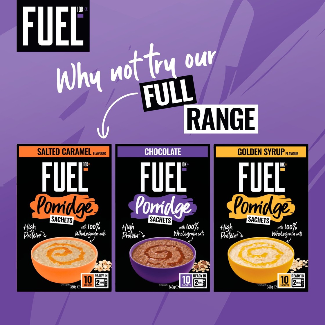 FUEL 10K Chocolate Protein Porridge Sachets Oat Cereal Sachets - Ocado