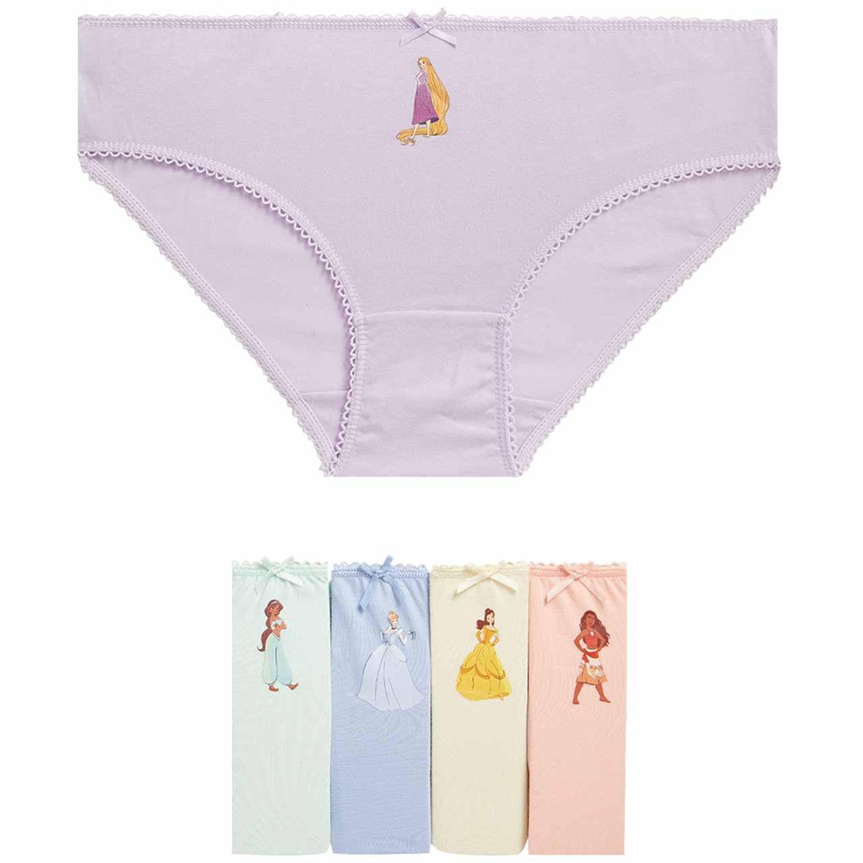 M&S Girls Cotton Rich Disney Princess Knickers, 7-8 Years - Ocado